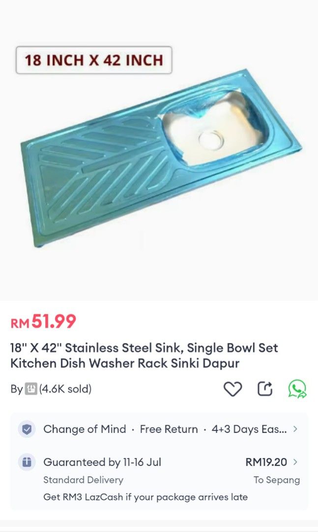 Sinki Rumah Standard, Furniture & Home Living, Bathroom & Kitchen ...