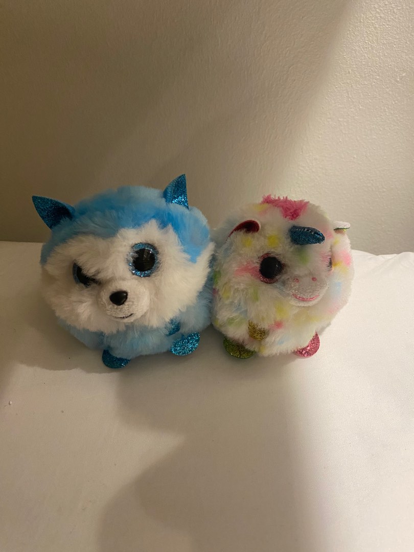 TY PETS blue wolf and rainbow unicorn SET BUNDLE OF 2, Hobbies & Toys ...