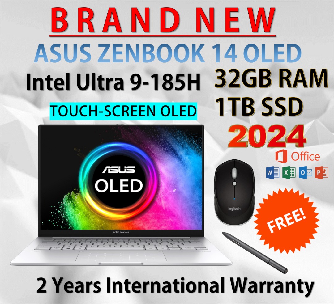2024 ASUS Zenbook 14 OLED TouchScreen ( Intel Ultra 9-185H, Intel ARC ...