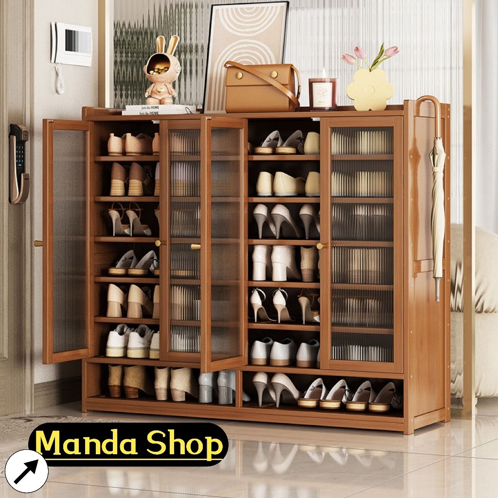 95089 楠竹鞋櫃 鞋架 入戶玄關櫃 置物櫃 多層家用門口落地鞋櫃 出租屋｜Shoe cabinet, shoe rack ...