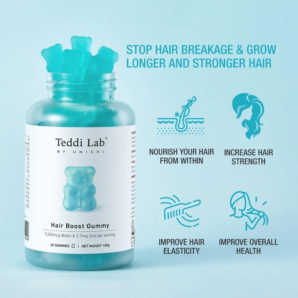 Authentic Original Unichi Teddi Lab Hair Boost Gummy Biotin + Zinc ...