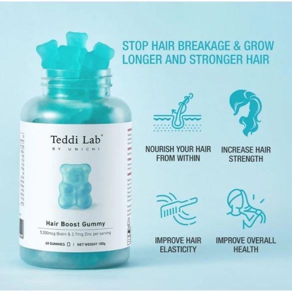 Authentic Original Unichi Teddi Lab Hair Boost Gummy Biotin + Zinc ...