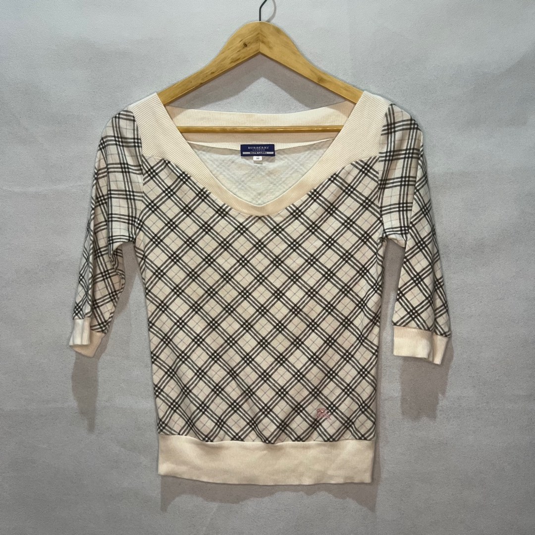 Burberry Blue Label Three-Quarter Sleeve, Luxury, Apparel on Carousell