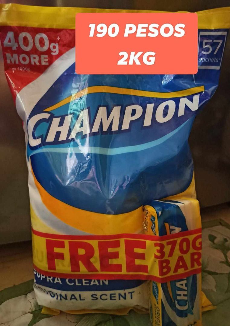 Champion 2 KG Supra Clean Detergent Powder Original Scent, Furniture ...