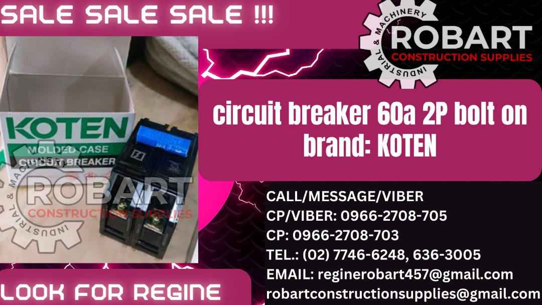 circuit breaker 60a 2P bolt on brand: KOTEN, Commercial & Industrial ...