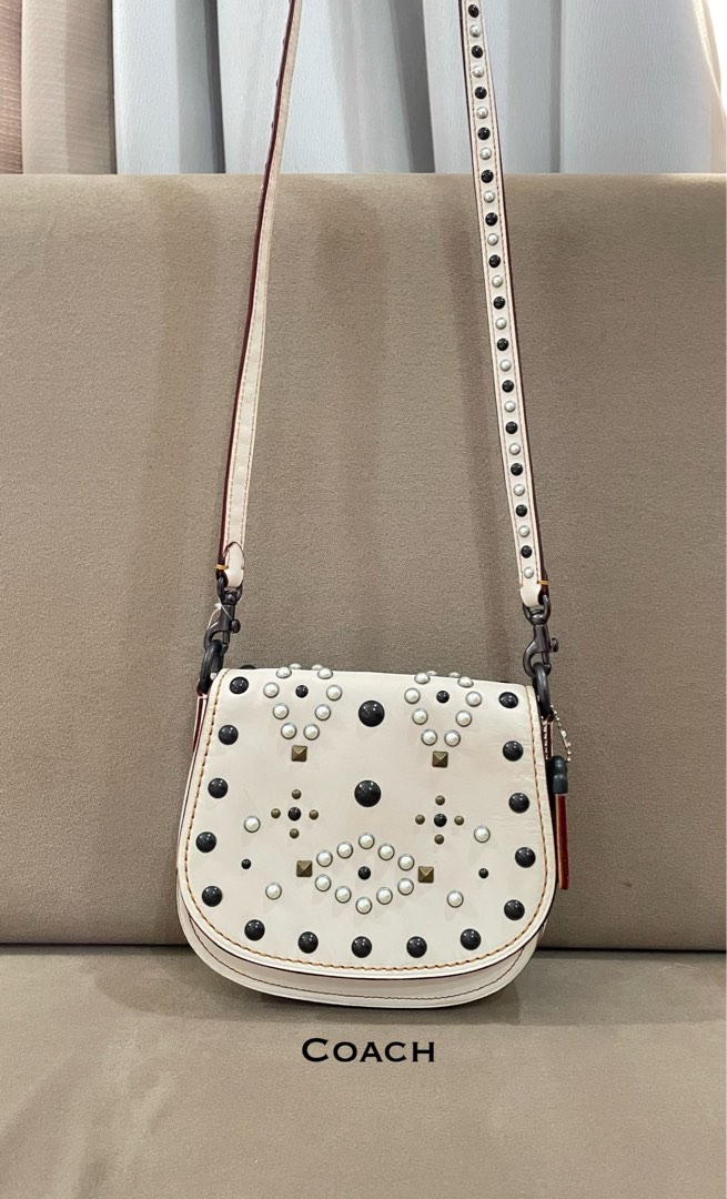 Coach Studded Leather Crossbody, Luxury, Bags & Wallets on Carousell