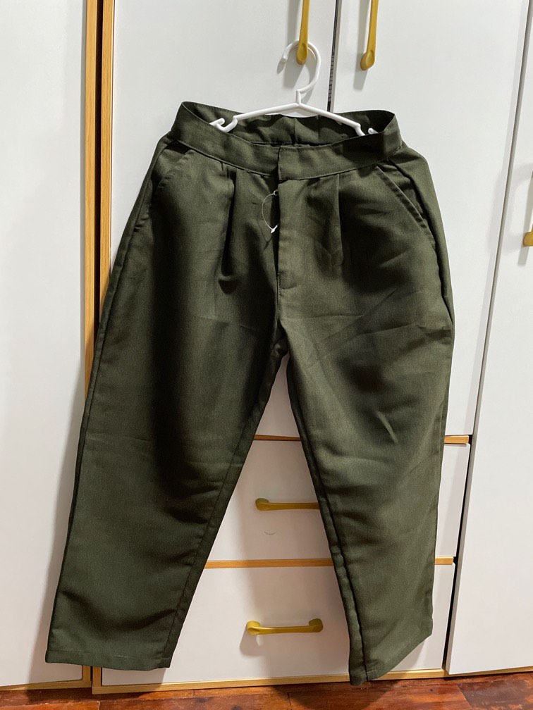 Dark Green Slacks, Women's Fashion, Bottoms, Other Bottoms on Carousell