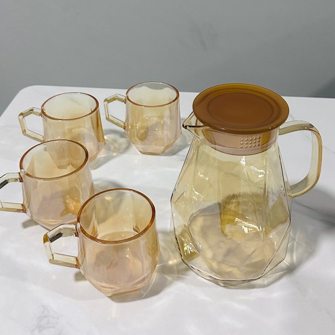 Glass Jug & Cup Set, Furniture & Home Living, Kitchenware & Tableware ...