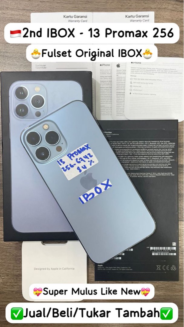 Iphone 13 promax 128gb second ibox, Telepon Seluler & Tablet, iPhone ...