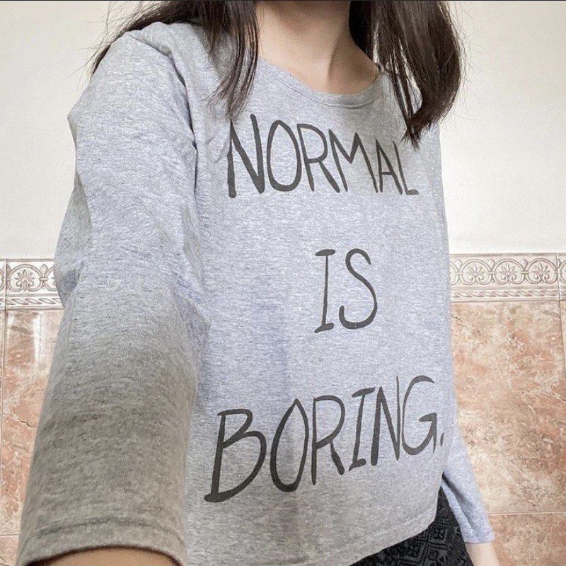 Normal is boring crop top, Fesyen Wanita, Pakaian Wanita, Atasan di ...