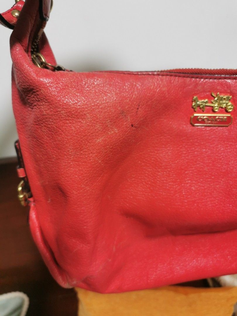 Original Coach 2way LEATHER Japan Red in color need tapping of color ...