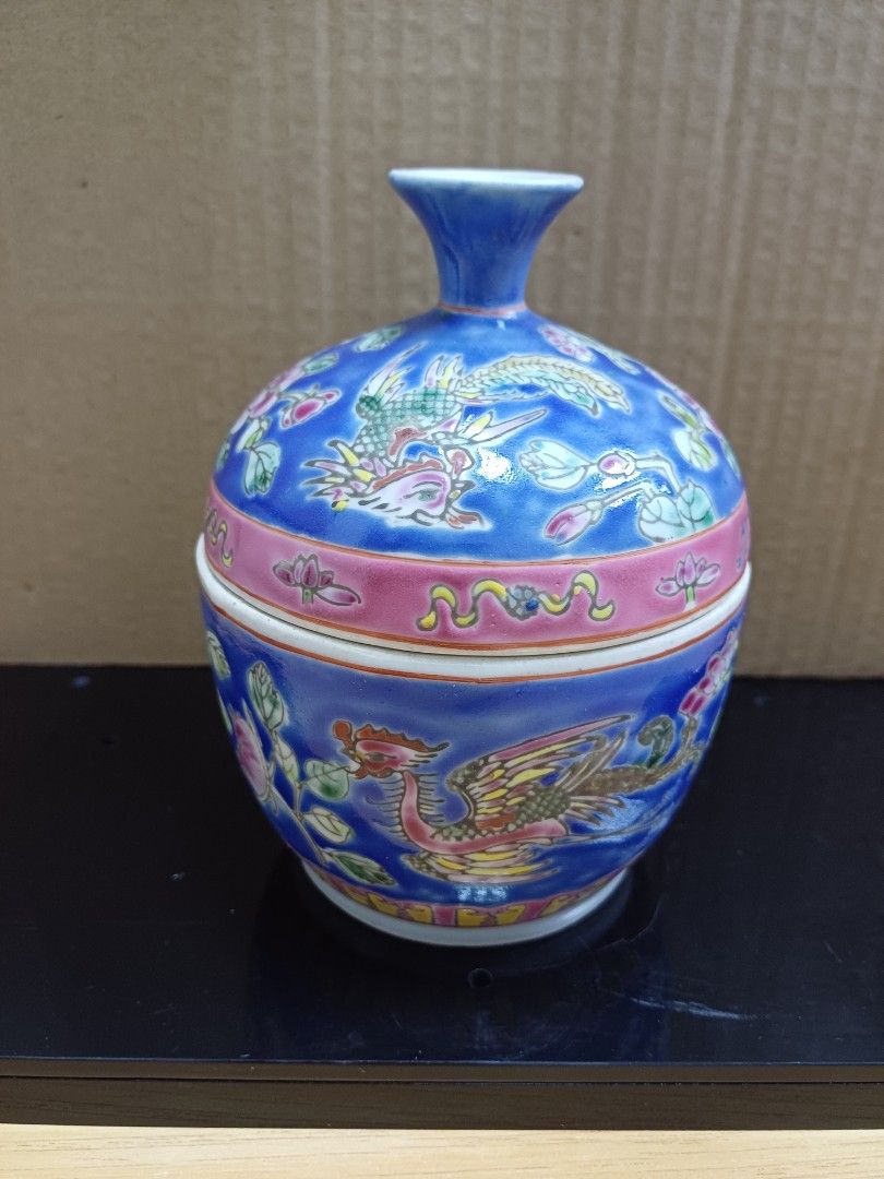 Rare Peranakan Straits Chinese Porcelain Blue Chupu / Ginger Jar/ Tea ...