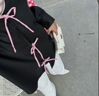 Coquette Ribbon Outer Top in Grey, Women's Fashion, Tops, Blouses on ...