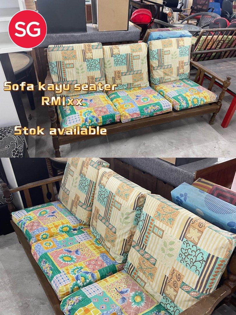 Sofa kayu seater, Furniture & Home Living, Furniture, Sofas on Carousell