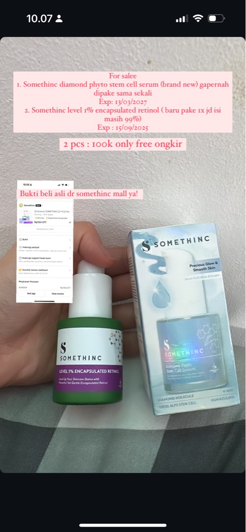 TAKE ALL: Somethinc serum diamond stem cell dan retinol, Kesehatan & Kecantikan, Kulit, Sabun ...