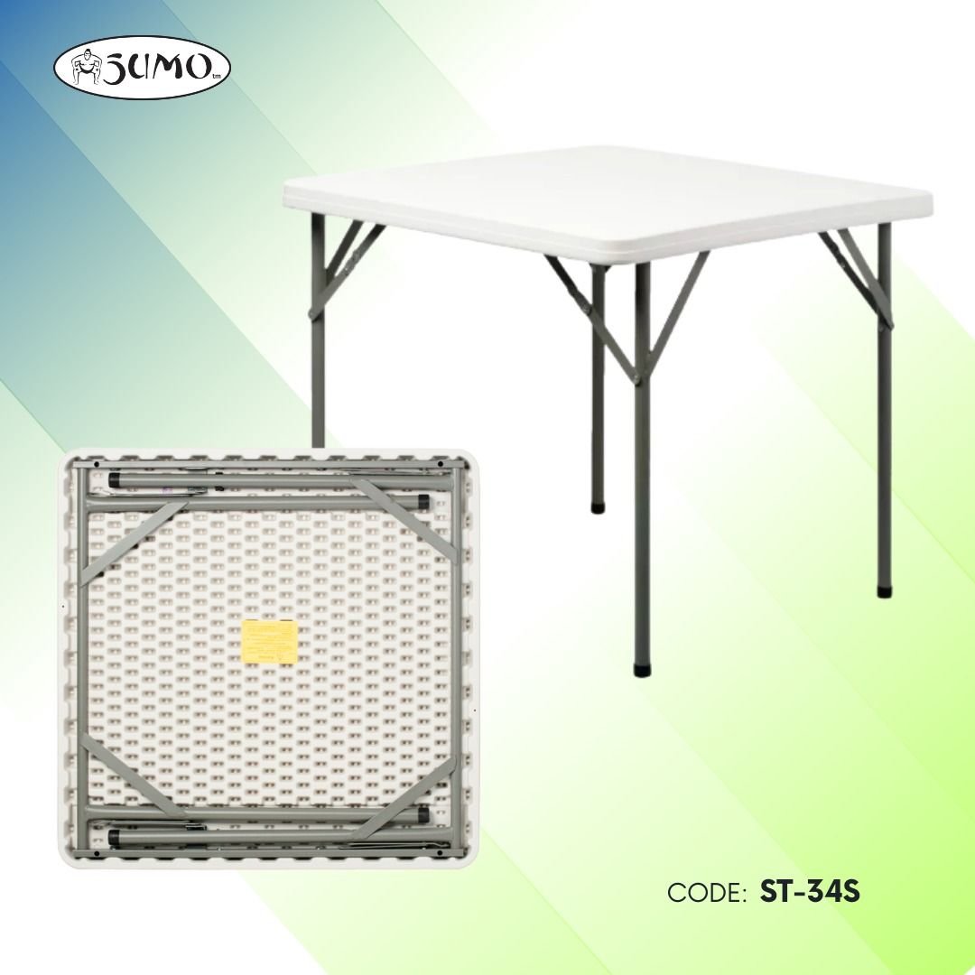 Sumo ST-34S 34 Square Top Folding Plastic Table, Dining Table, Outdoor ...