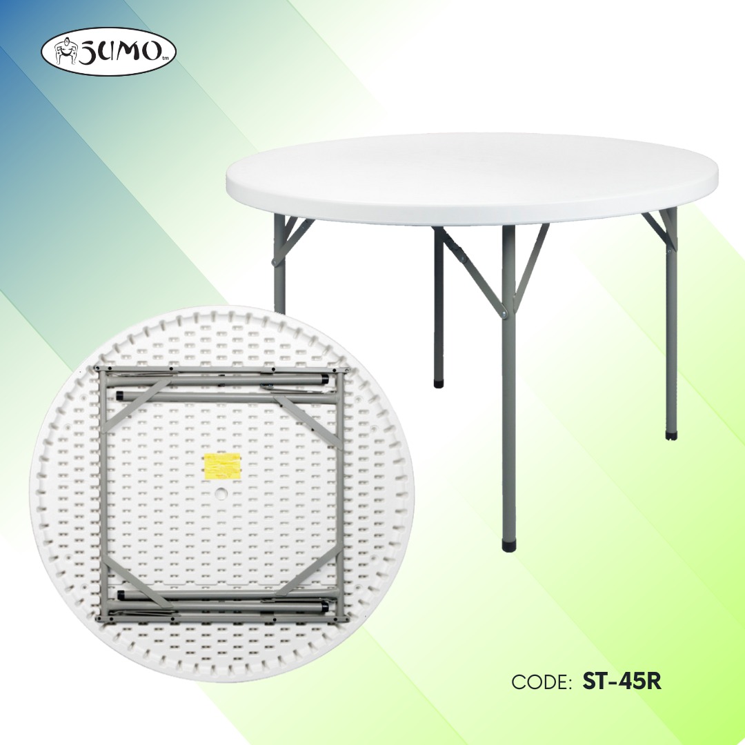 SUMO ST-45R Solid Top Round Folding Plastic Table, Folding Table ...
