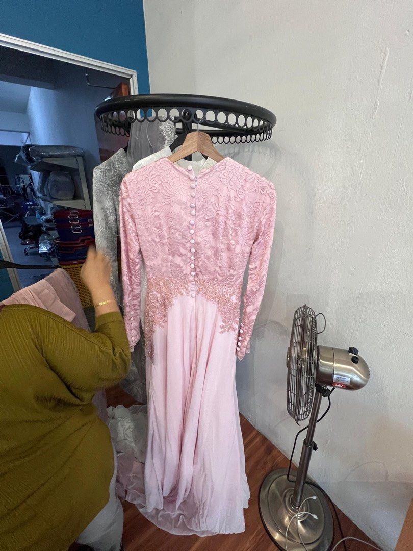 Teh Firdaus Wedding Dress with veil, Women's Fashion, Dresses & Sets ...