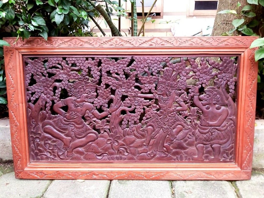 Ukiran Kayu Relief, Antik, Pajangan di Carousell