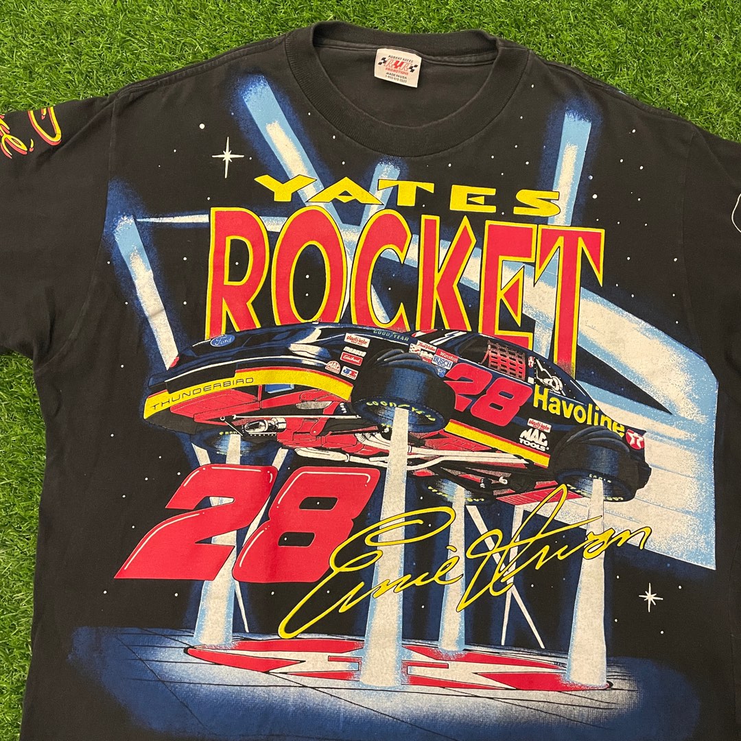 Vintage 90s Ernie Irvan Yates Rocket The Bird Has Landed All Over Print ...