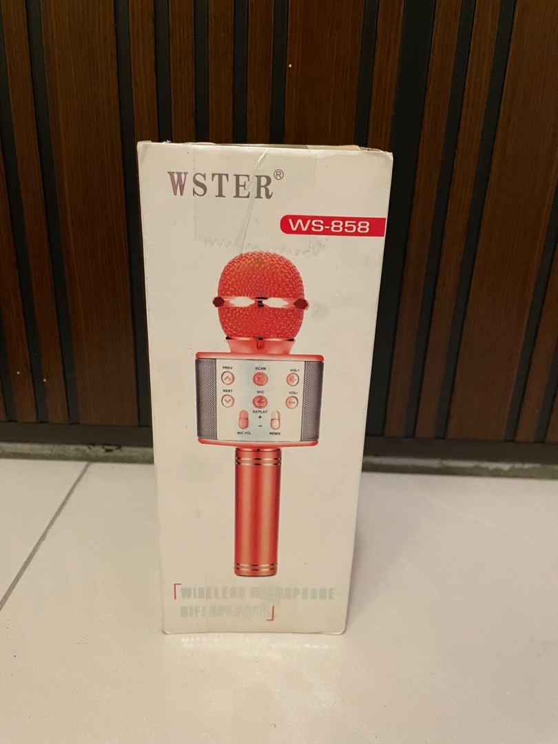 ws858 卡拉OK 無線藍牙 電容麥克風 直播K歌 麥克風音響一體 KTV音效 伴唱機, 耳機及錄音音訊設備, 麥克風在旋轉拍賣