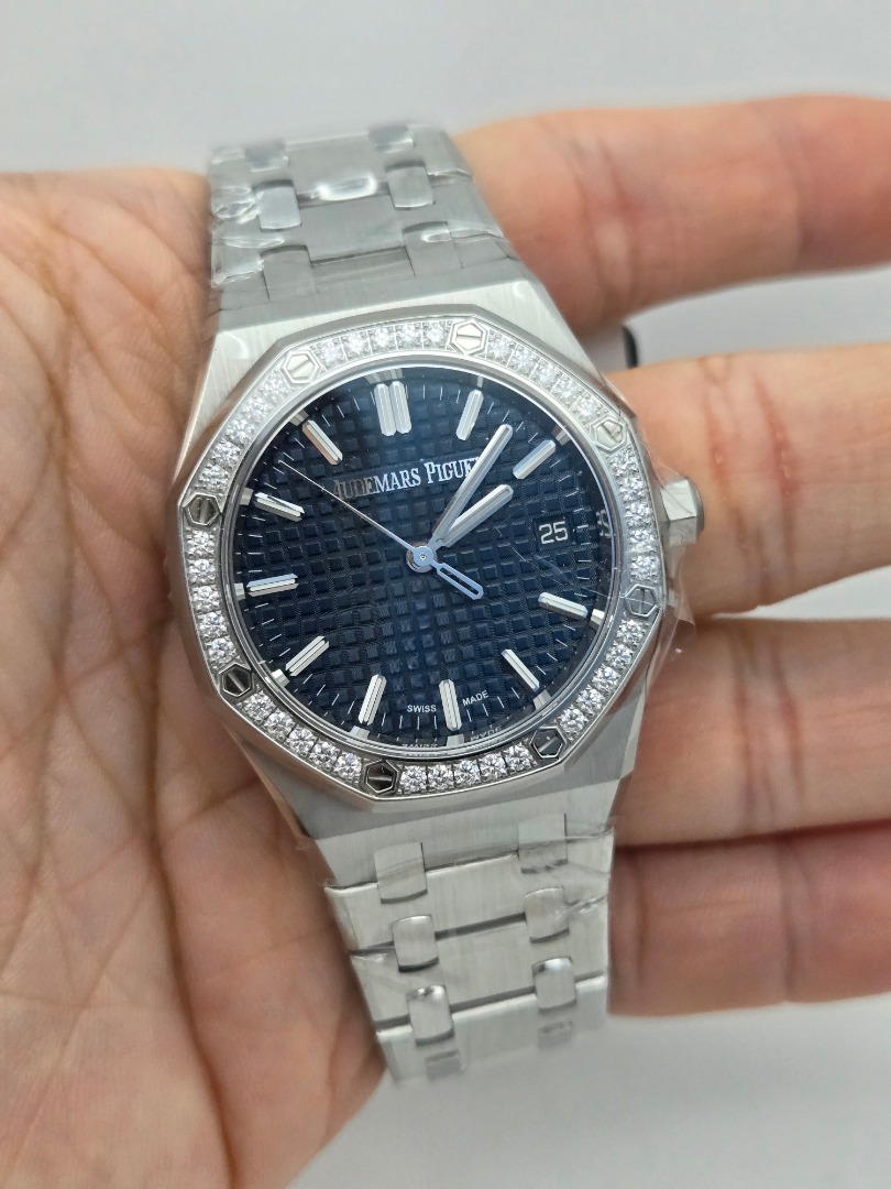 Audemars Piguet Royal Oak Blue Dial Diamonds Ladies 77451 77451ST AP RO ...