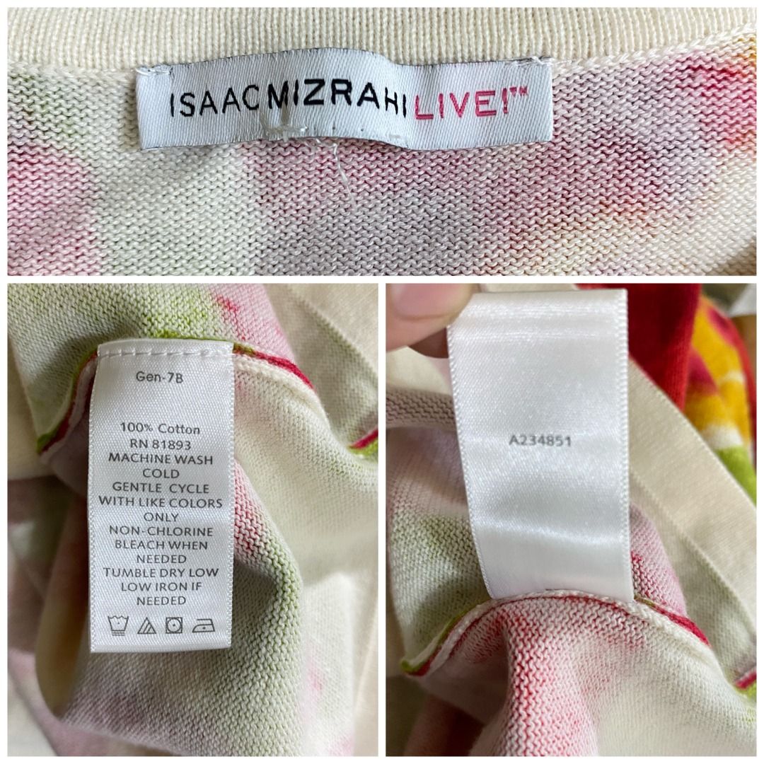 C204 - Isaac Mizrahi Live Floral Stretchable Knit Buttoned Cardigan ...