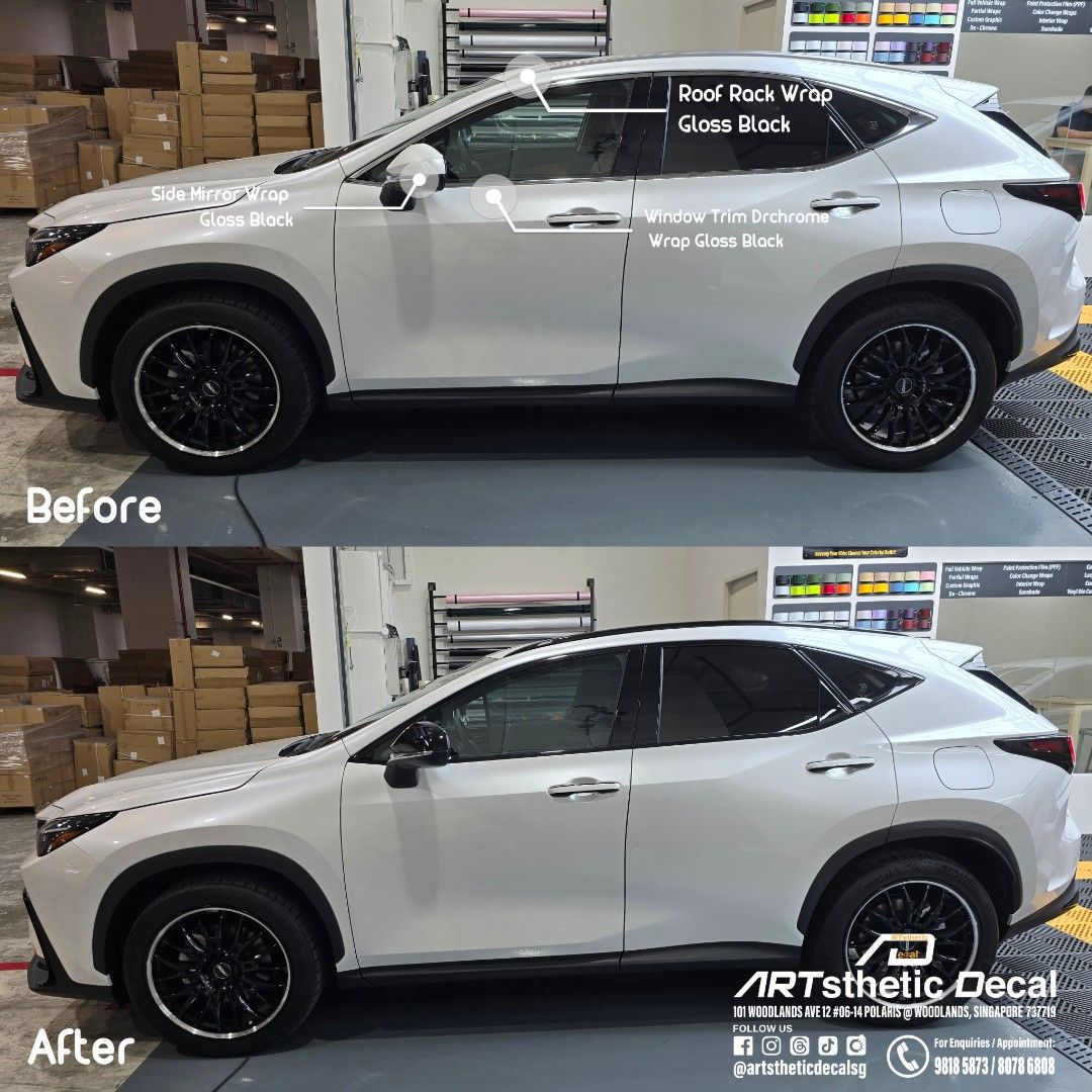 CAR WRAP - Lexus NX350 Dechrome Wrap & Wrapping Seevices. SIDE MIRROR ...