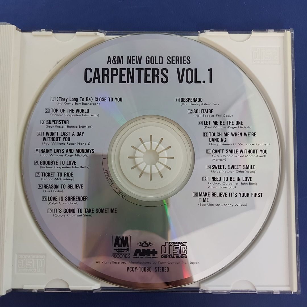 CARPENTERS - A&M New GoLd Series 精選 CD (90年 日本版; 無 iFPi, 側帶付) 2500yen ...