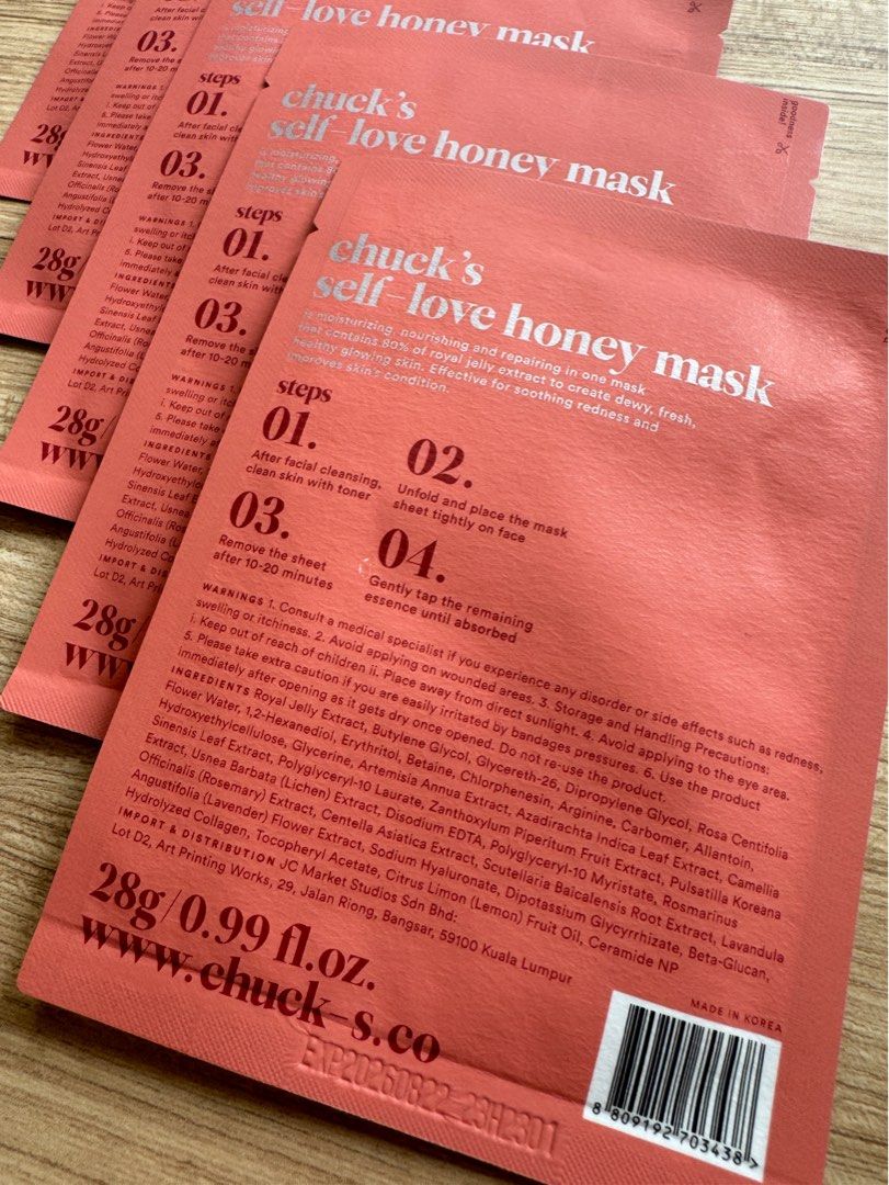 Chuck's self love honey mask (5x28g), Beauty & Personal Care, Face ...