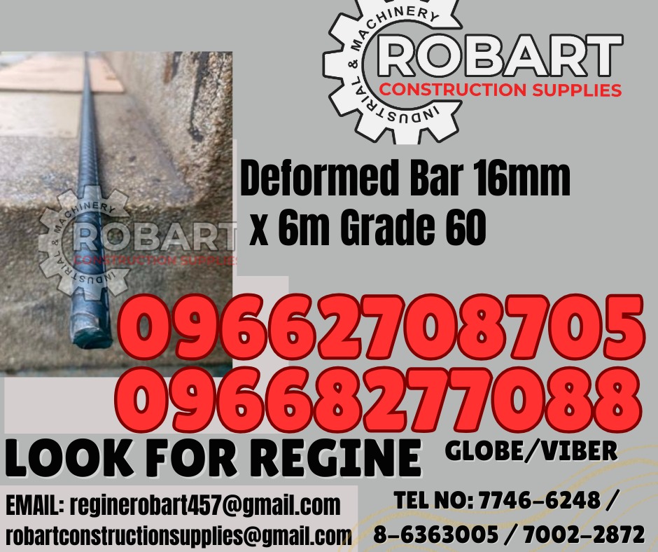 Deformed Bar 16mm x 6m Grade 60, Commercial & Industrial, Construction ...