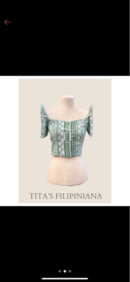 Ethnic design modern filipiniana for oath taking green top only crop ...