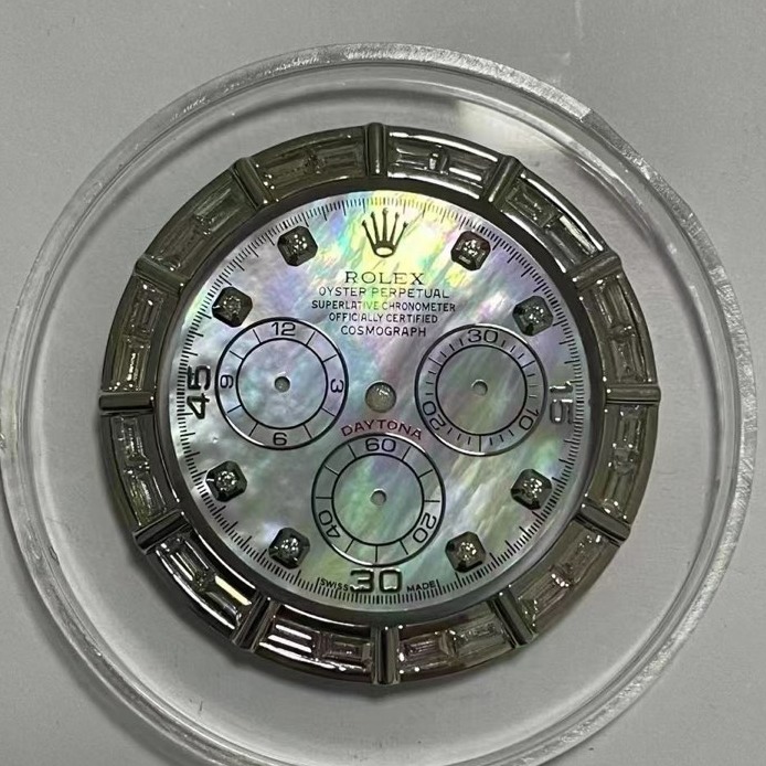 Full Custom Rolex Daytona White Gold Sapphire Watch Bezel and Dial set ...