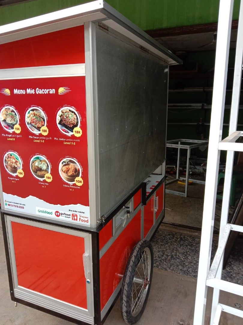 Gerobak Jualan 2 tungku kompor dengan atap dan lampu lengkap, Kitchen ...