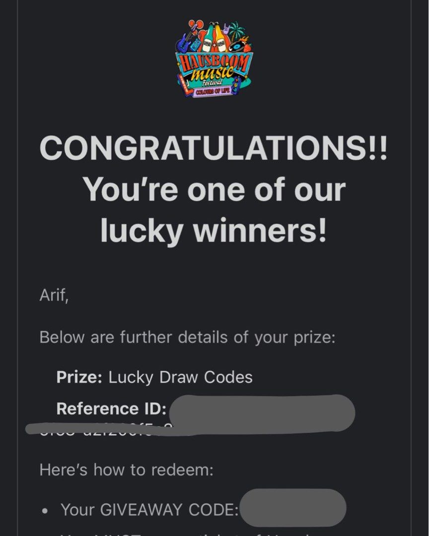 HAUSBOOM LUCKYDRAW, Tickets & Vouchers, Event Tickets on Carousell