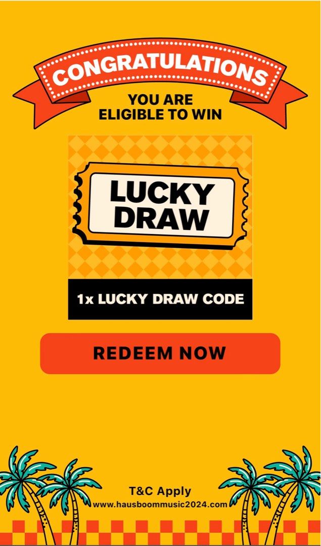 HAUSBOOM LUCKYDRAW, Tickets & Vouchers, Event Tickets on Carousell