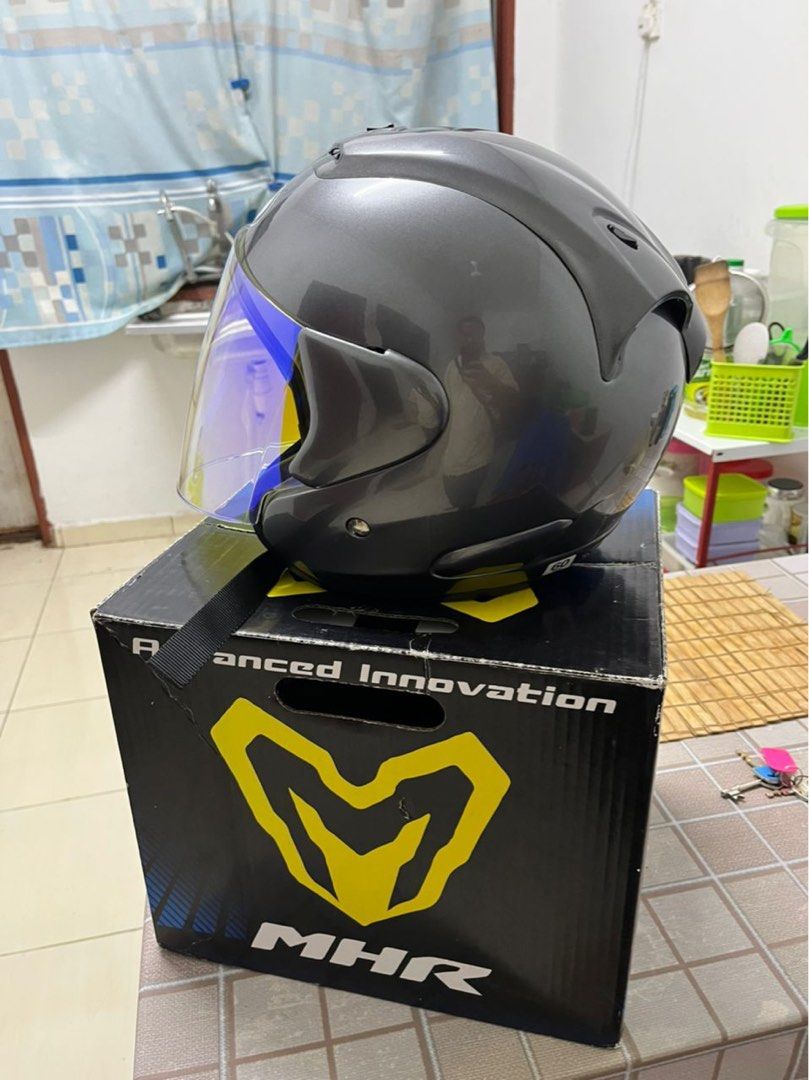 HELMET ARC RITZ MODERN GREY (USED), Motorbikes on Carousell