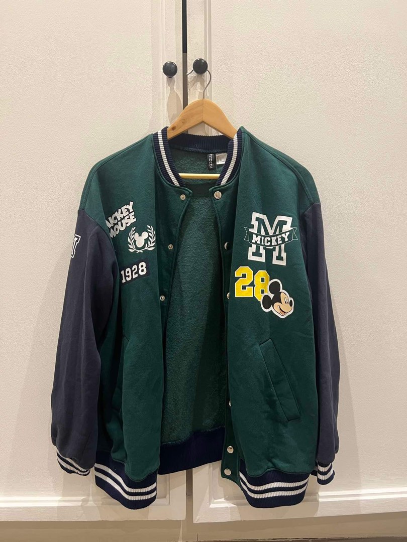 hm divided mickey mouse varsity jacket, Women's Fashion, Coats, Jackets ...