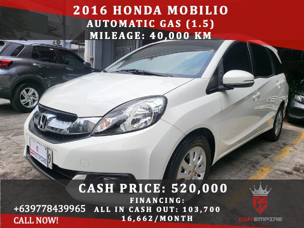 Honda Mobilio 2016 1.5 V 40K KM Auto, Cars for Sale, Used Cars on Carousell