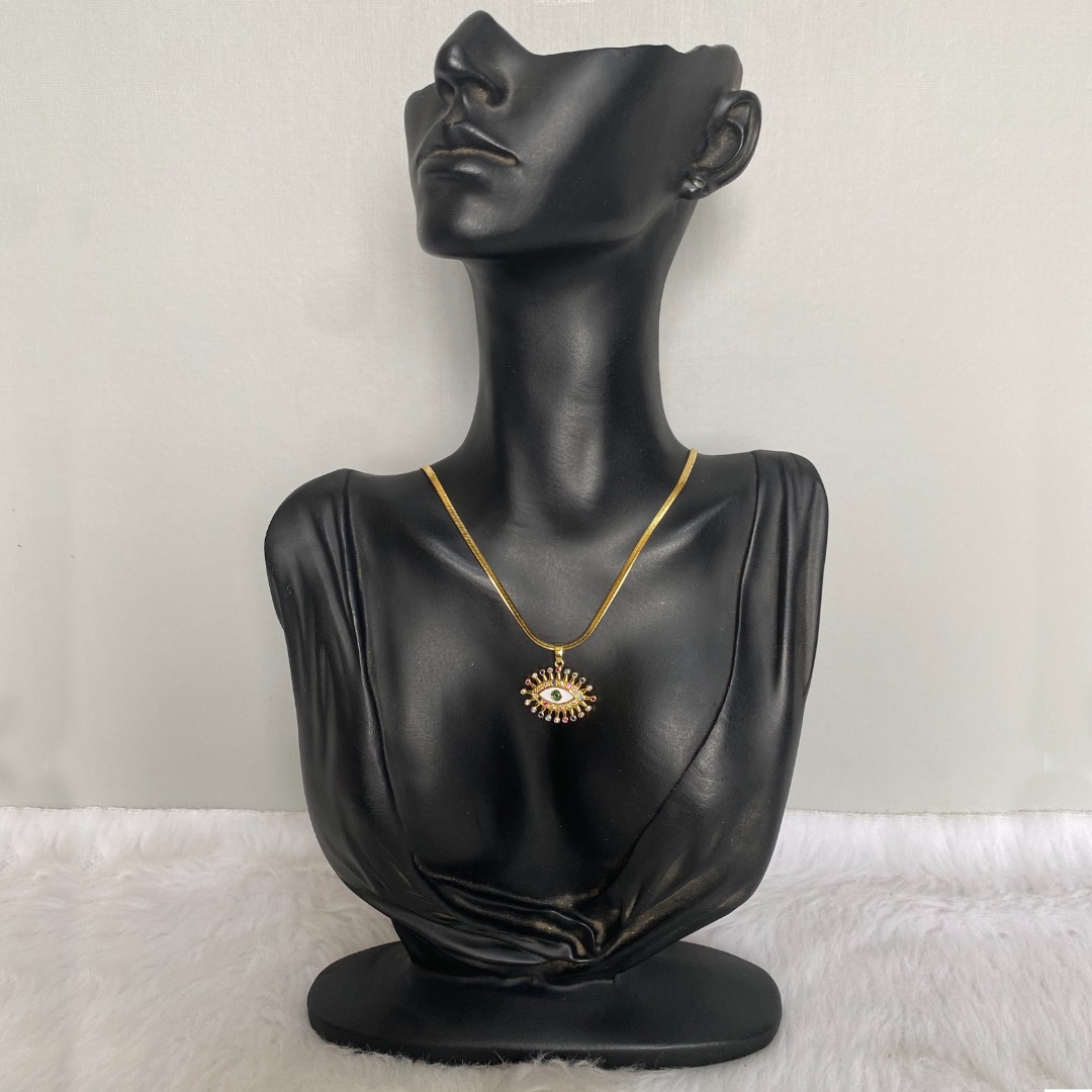 Japan Gold Tone Stainless Steel Evil Eye Pendant Necklace, Women's ...