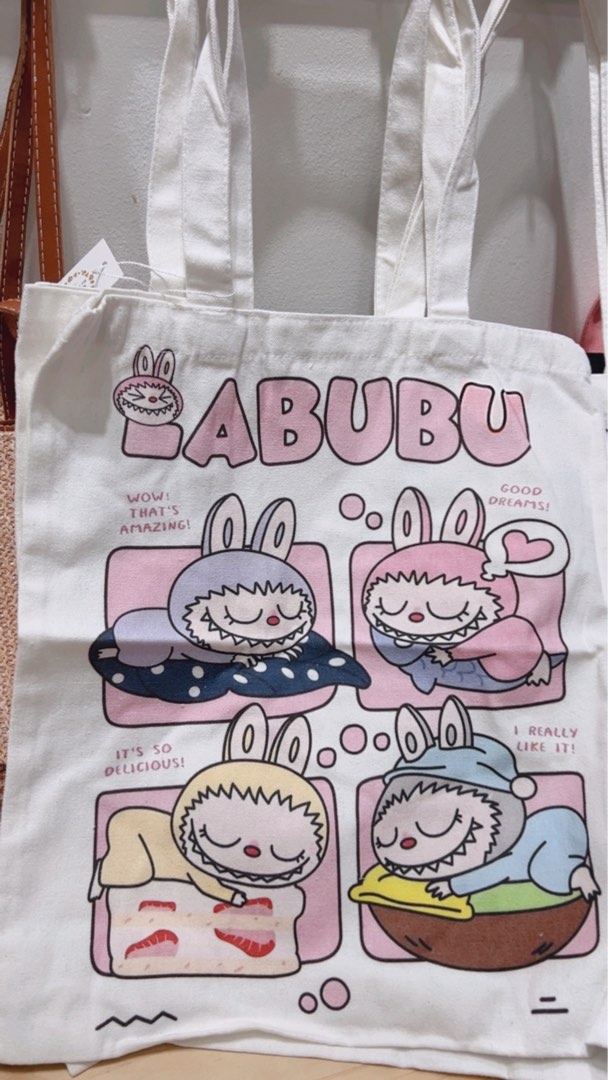Labubu canvas bag, Women's Fashion, Bags & Wallets, Tote Bags on Carousell