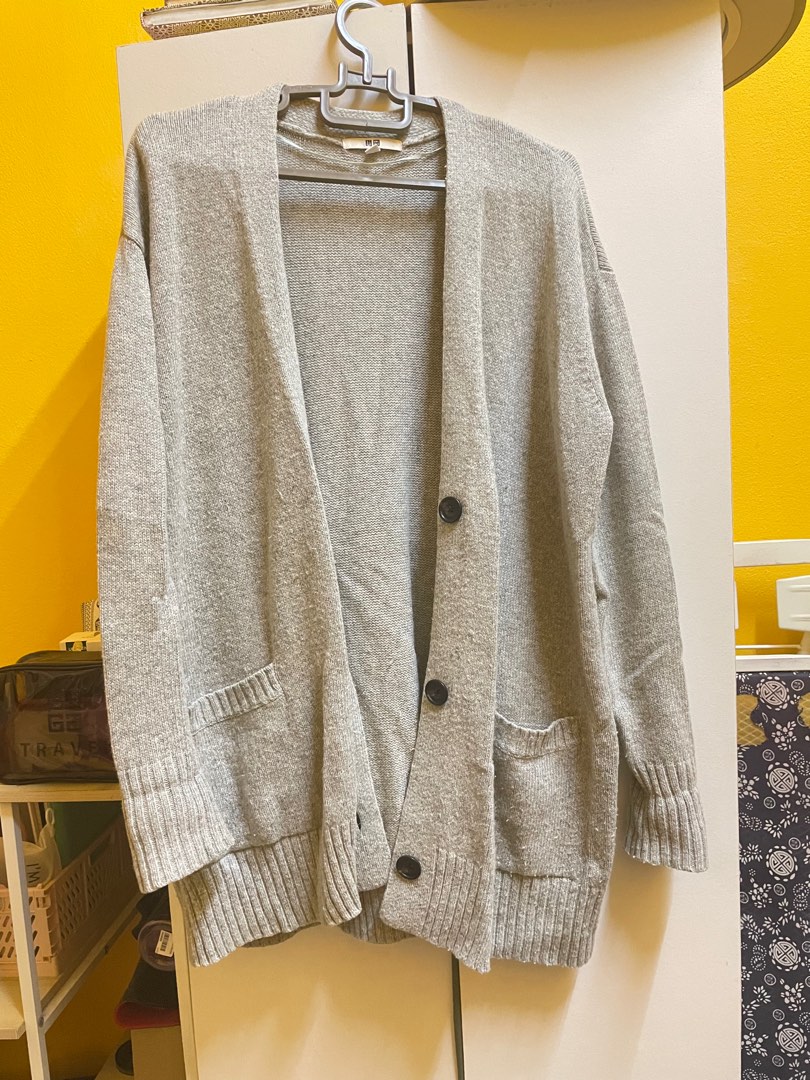 LONG CARDIGAN GREY UNIQLO XL, Women's Fashion, Coats, Jackets and Outerwear on Carousell