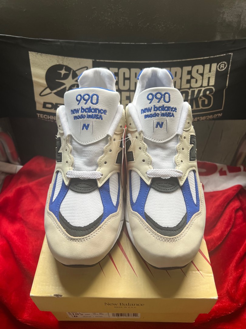 New Balance 990 v2 MIU White Blue / Teddy Santis sz10.5, Men's Fashion ...