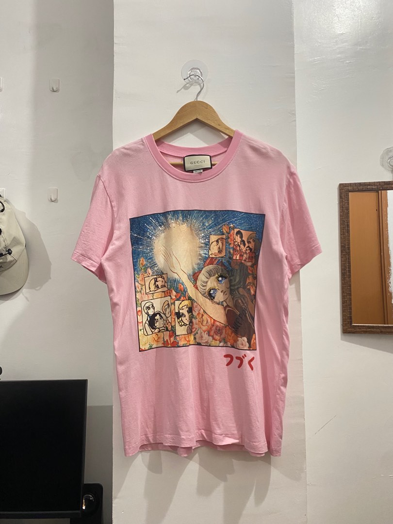 RARE GUCCI X CHIKAE IDE PINK SHIRT, Luxury, Apparel on Carousell
