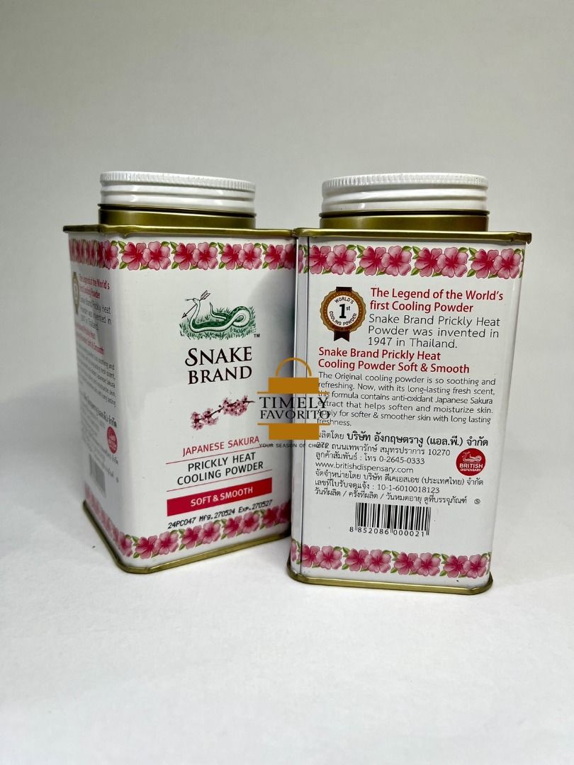 Snake Brand Prickly Heat Japanese Sakura Cooling Powder 140g, Beauty ...