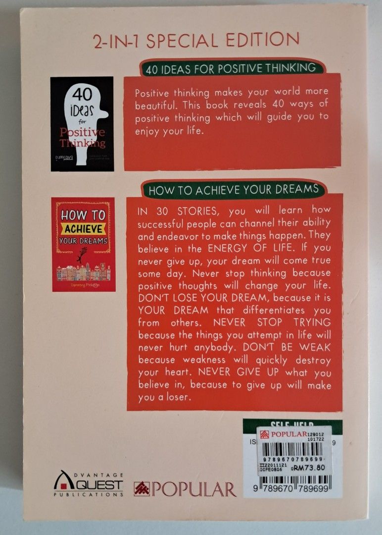 Think Positive and Achieve Your Dreams by Damrong Pinkoon, RM30 + RM10 ...