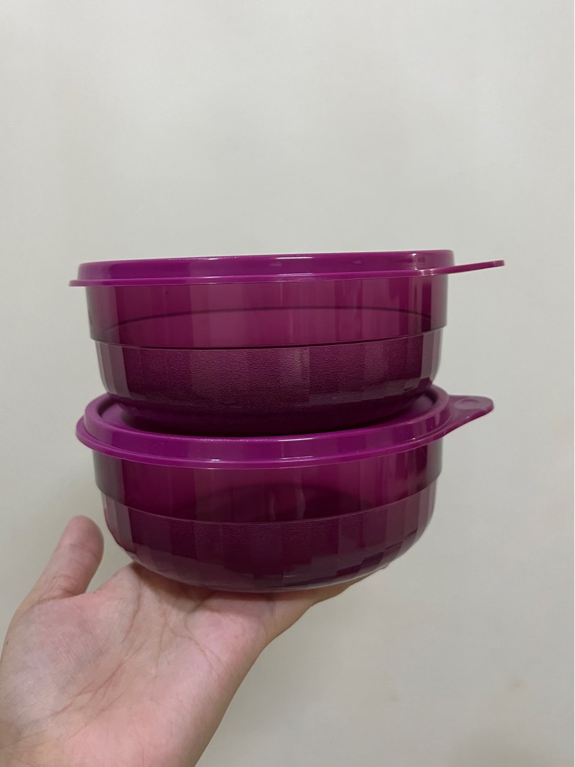 Tupperware Preludio Bowl Elegant Serving Crystal Container Purple (1set ...