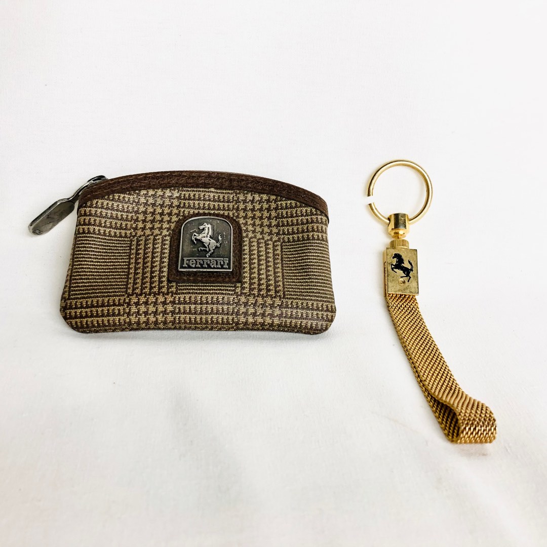 Vintage FERRARI Houndstooth Coin Purse Wallet Pouch And Vintage Ferrari ...