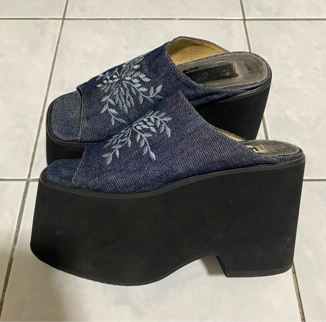 90s y2k denim platform wedge sandals, Women's Fashion, Footwear, Wedges ...