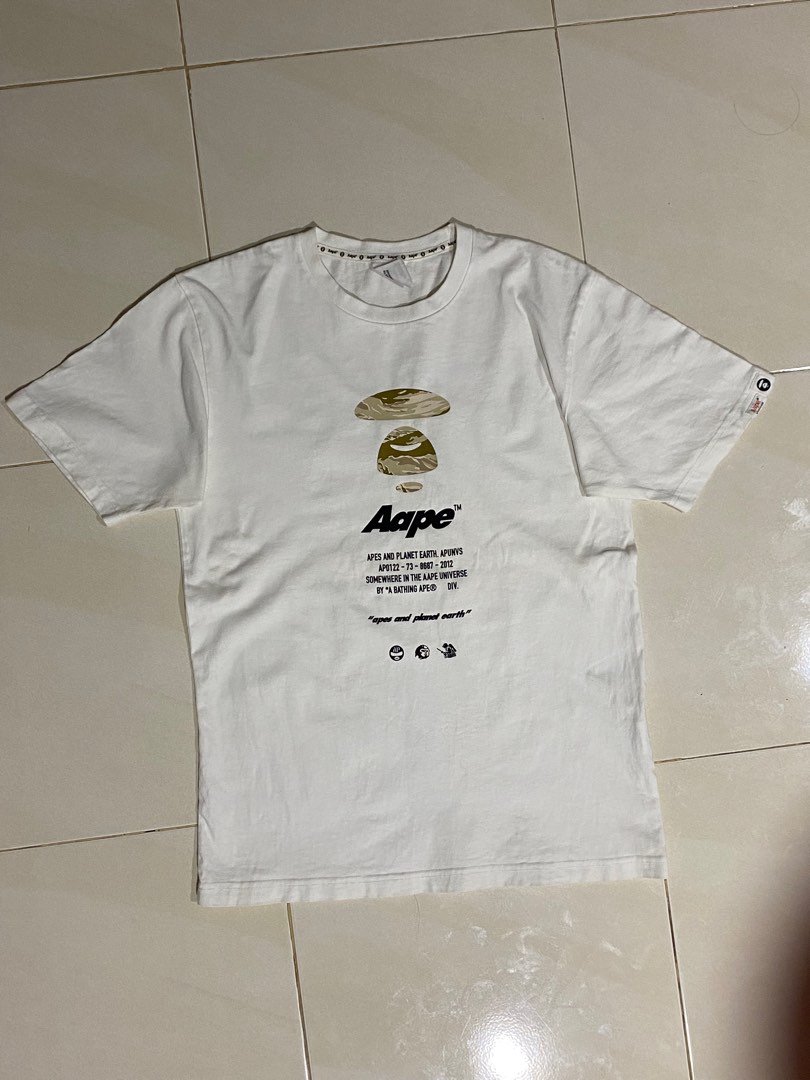 AAPE BY *A BATHING APE WHITE TEE ( ORIGINAL), Men's Fashion, Tops & Sets, Tshirts & Polo Shirts ...